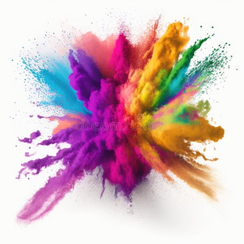 Holi Colors on White Background. Illustration AI Generative Stock ...