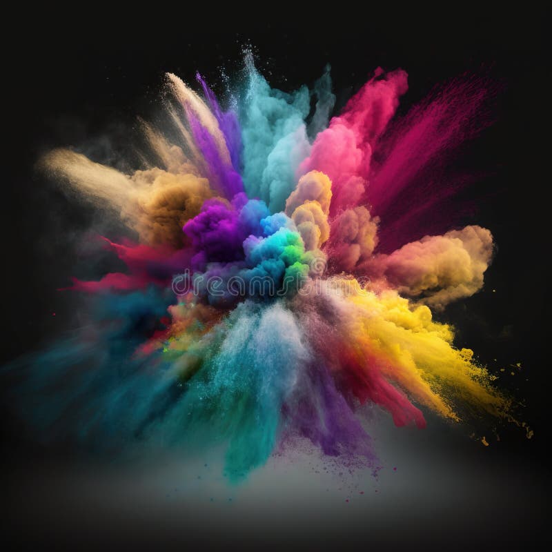 Holi Colour Explosion on a Dark Background. Generative AI Stock ...