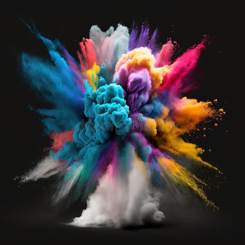 Holi Colour Explosion on a Dark Background. Generative AI Stock ...