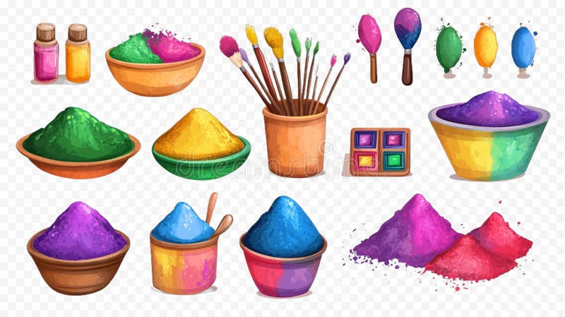 Holi Elements Set stock image. Illustration of festive - 341519451
