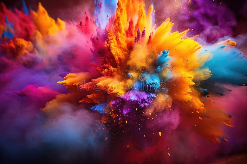 Holi Festival, Colorful Magic Explosion on Dark Background. Generative ...