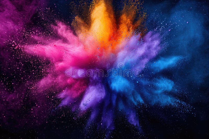 Holi Festival, Colorful Magic Explosion on Dark Background. Generative ...