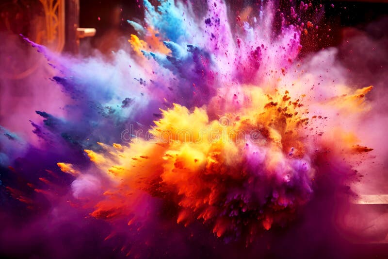 Holi Festival, Colorful Magic Explosion on Dark Background. Generative ...