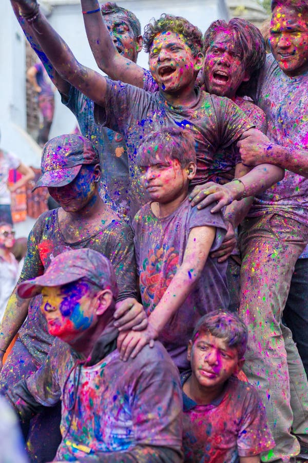 Holi Festival Of Colors Celebration In Kathmandu Nepal Editorial