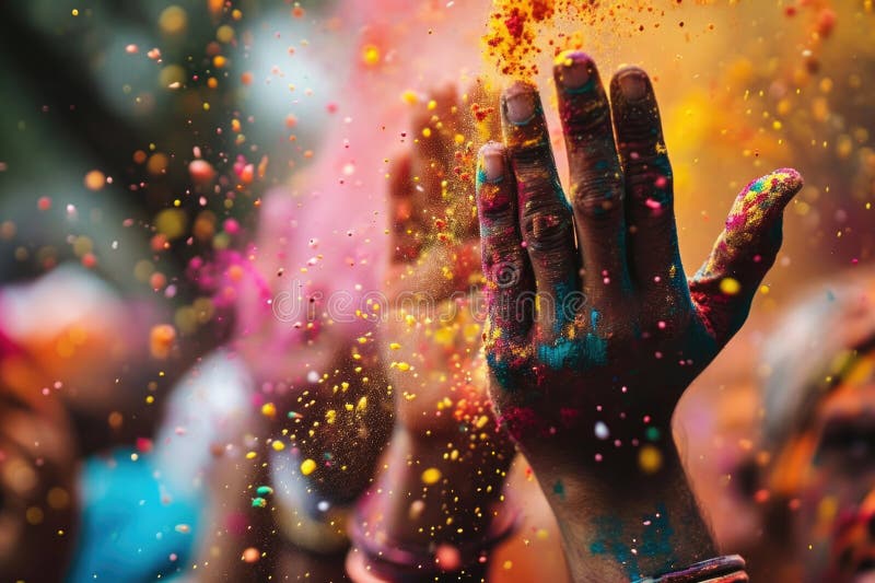 Holi Festival Colors Exploding in Hands Stock Illustration ...