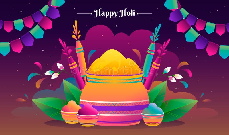 Holi Festival Composition in Gradient Style Stock Illustration ...