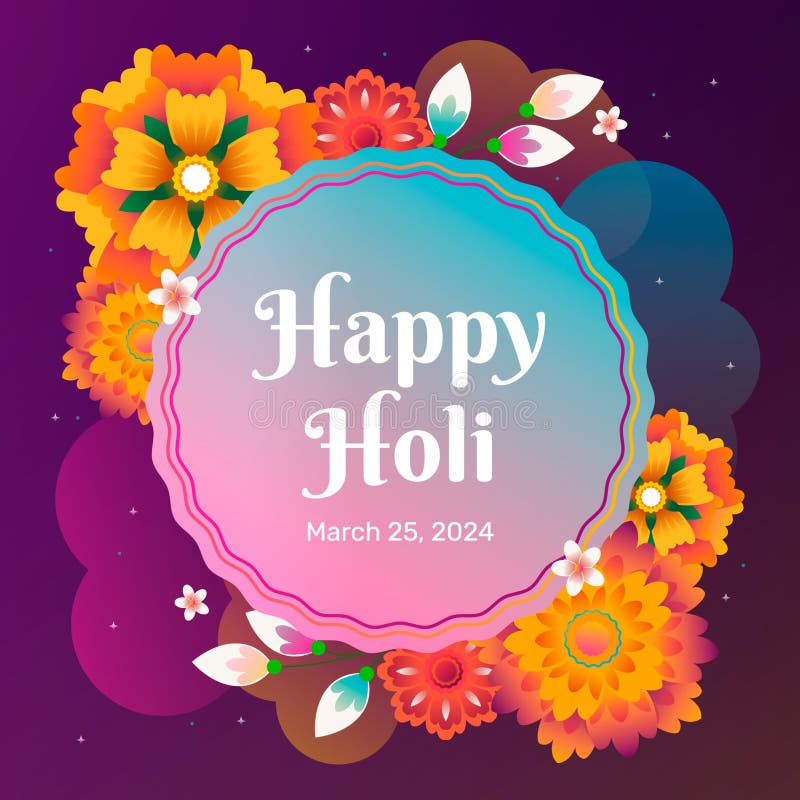 Holi Festival Frame in Gradient Style Stock Illustration - Illustration ...