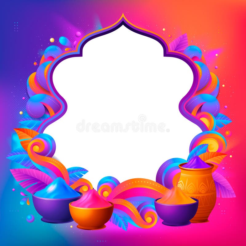 Holi Festival Frame in Gradient Style Stock Illustration - Illustration ...