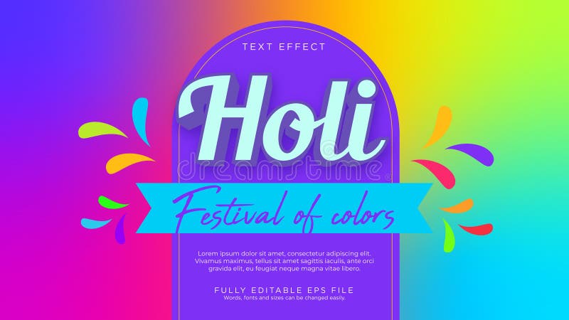 Holi Festival Text Effect stock image. Image of celebration - 270985273