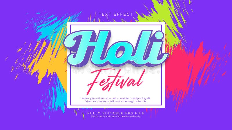 Holi Festival Text Effect stock illustration. Illustration of splash ...