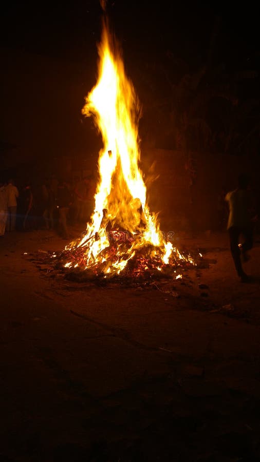 Holi fire stock image. Image of bonfire, holi, dahan - 69653673