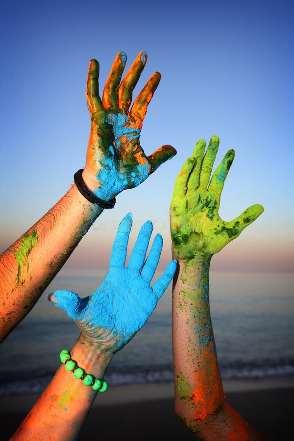 Holi Hands stock image. Image of colors, colourful, flowers - 13264321