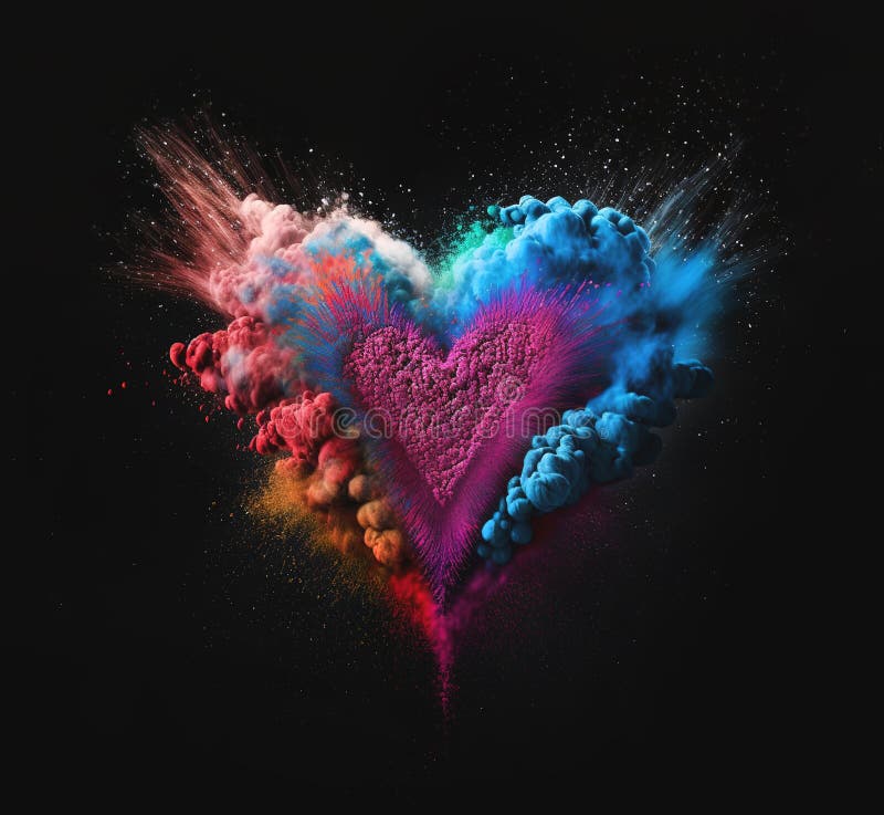 Holi Powder Exploding in Heart Shape., Generative Ai Stock Illustration ...