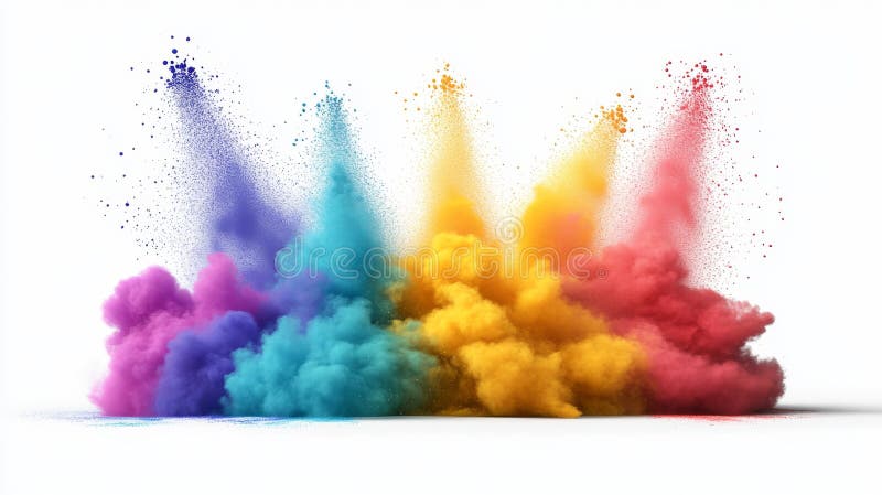 Holi Powder Explosion in Abstract Form, with a 3D Rainbow Paint Burst ...