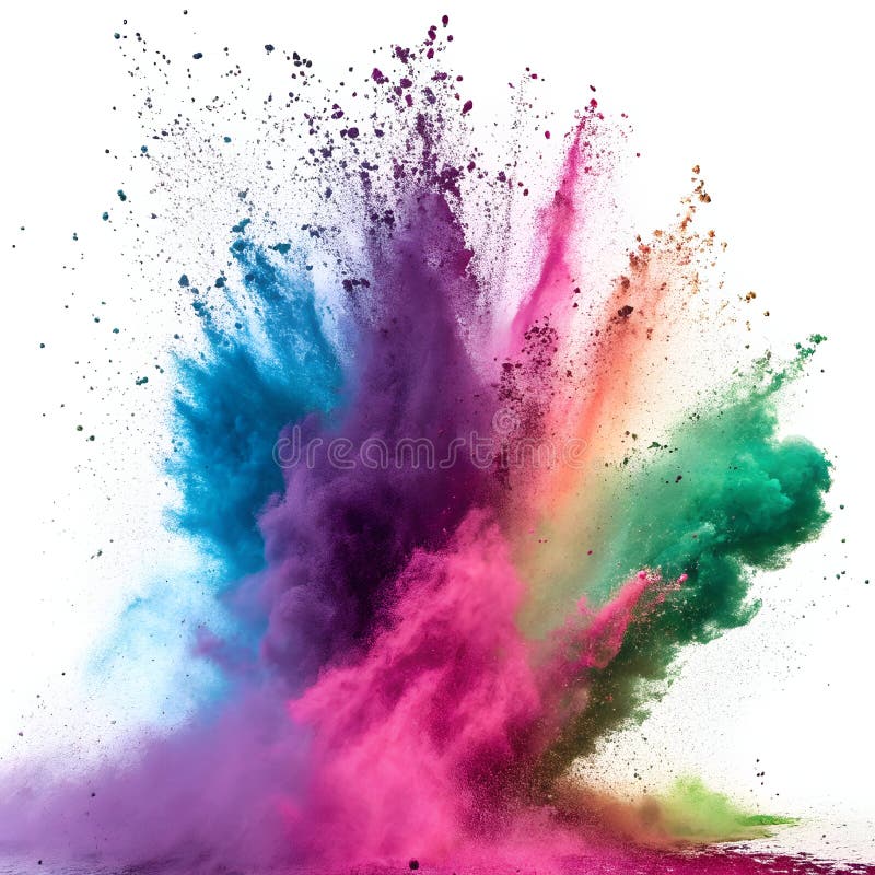 Holi Powder Explosion Isolated on White Background Stock Illustration ...