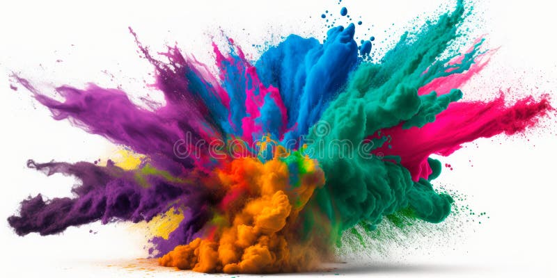 Holi Powder Paint Splash Isolated on White Generative AI Stock ...