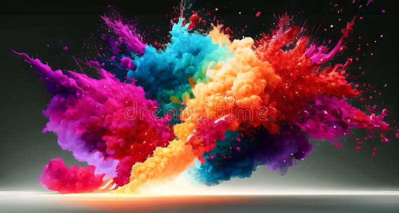 Happy Holi Color Splash Explosion of Colored Powder Background. Ai ...