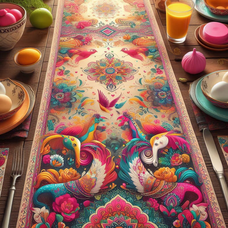 Holi Themed Table Runners Brightly Colored Runners with Festive Stock ...