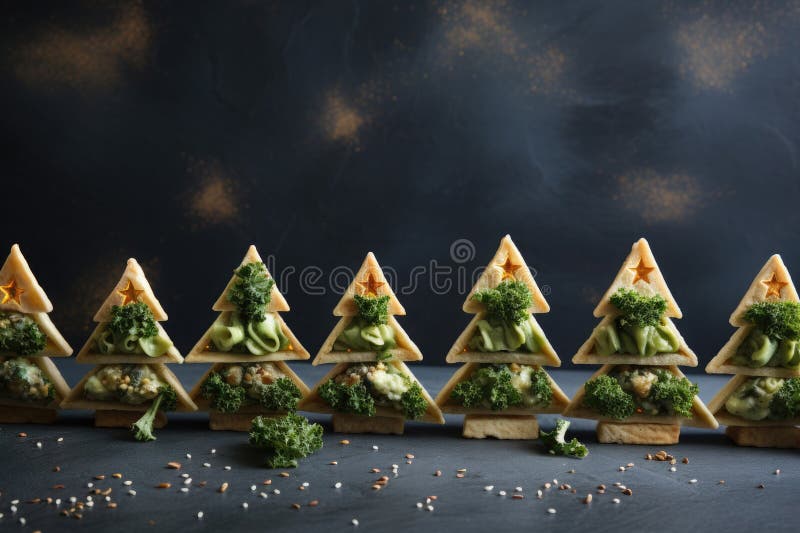 Holiday Appetizer, Canapes in Form of Christmas Tree.Christmas Holiday ...