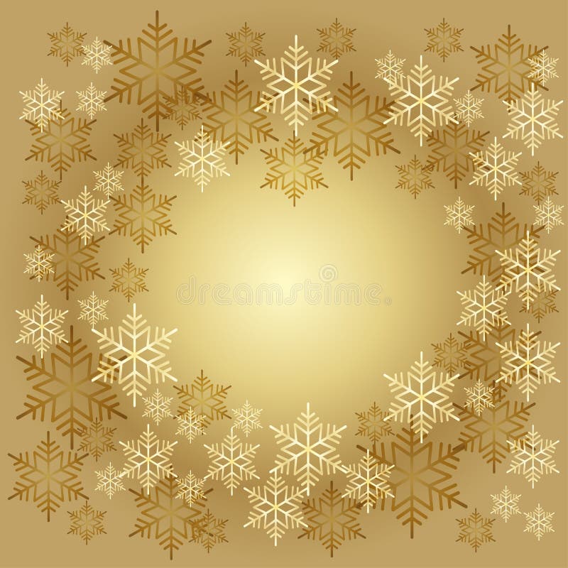 Golden Snowflakes on Gold Background. Stock Vector - Illustration of ...