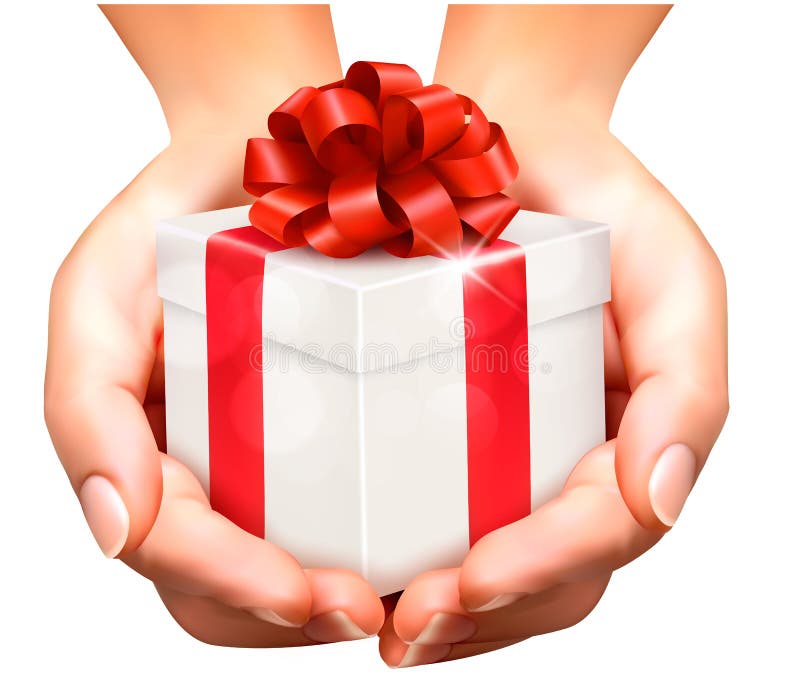 Holiday Background with Hands Holding Gift Boxes. Concept of Giving ...