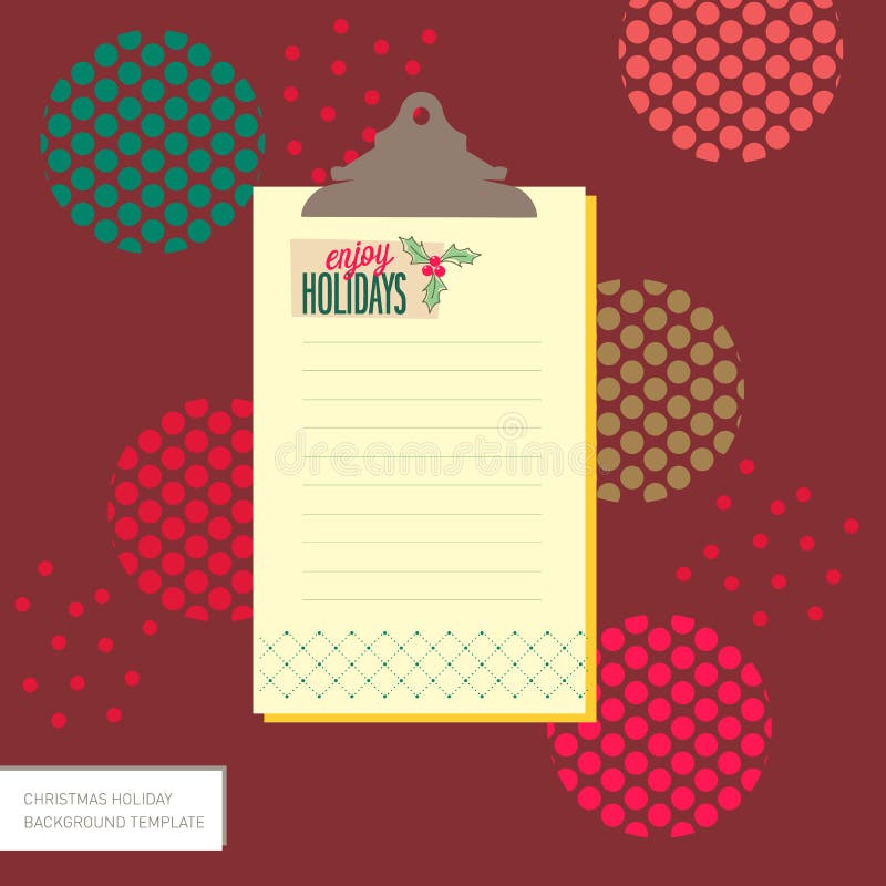 Christmas Holiday Note Pad Background Stock Vector - Illustration of ...