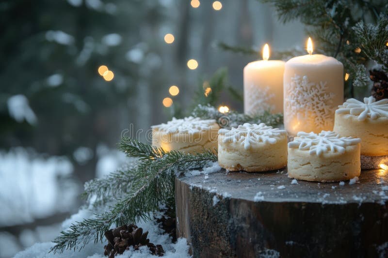 Holiday Baking Displays, Snowflake Shortbread Cakes Displayed on a ...