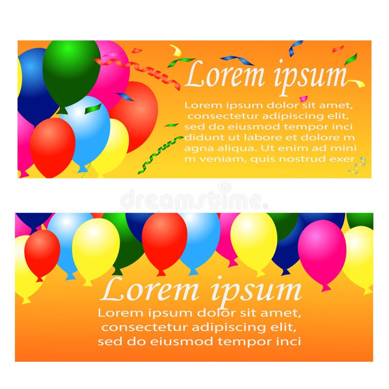 Holiday Banners with Colorful Balloons. Vector Stock Vector ...