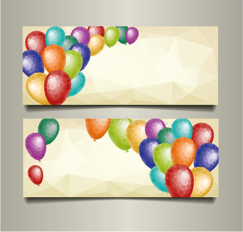 Holiday Banners with Colorful Triangle Balloons Stock Vector ...