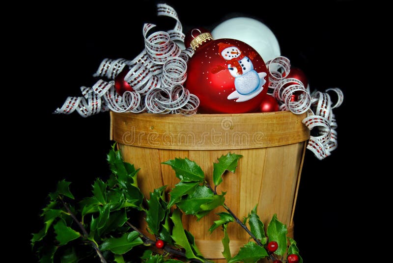 Holiday Basket stock image. Image of ribbon, full, christmas - 7474467