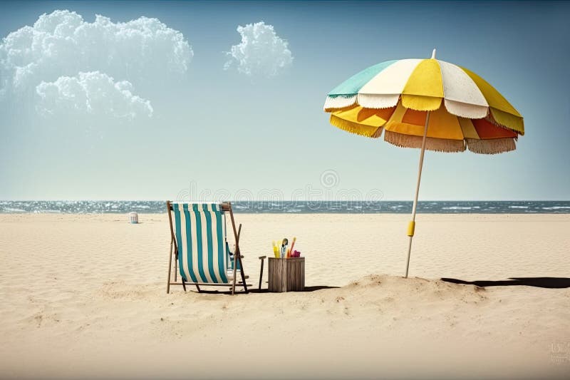 Holiday on a sandy beach stock illustration. Illustration of coast ...