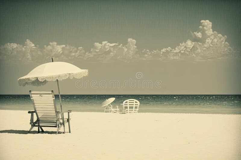 Holiday on a sandy beach stock illustration. Illustration of summer ...