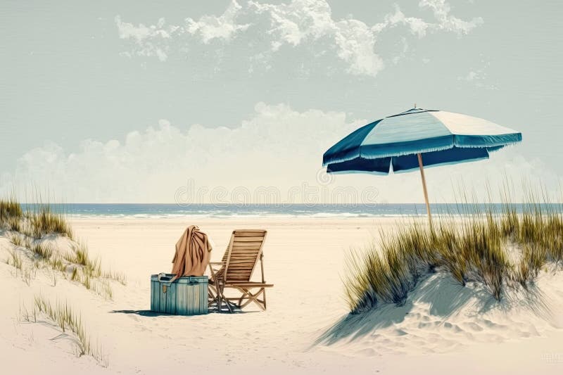 Holiday on a sandy beach stock illustration. Illustration of nature ...