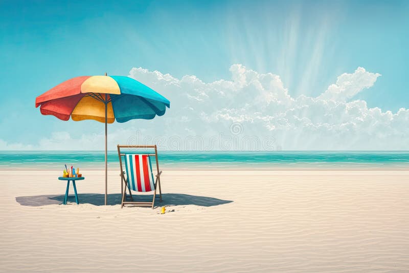 Holiday on a sandy beach stock illustration. Illustration of sunny ...