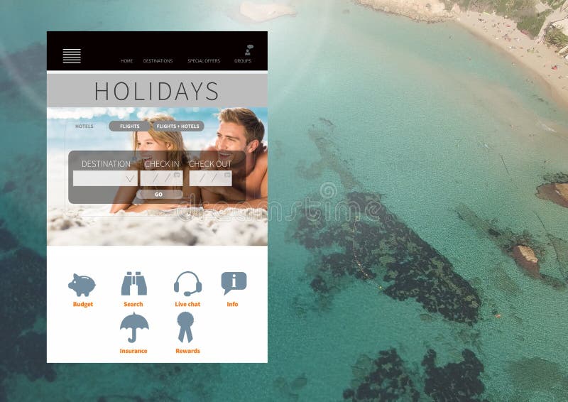 Holiday Break App Interface with Sea Stock Image - Image of icon ...