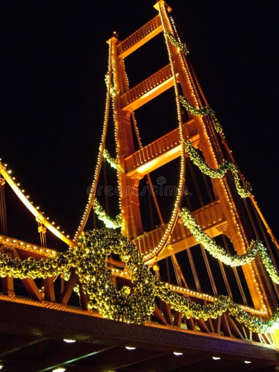 Holiday Bridge stock image. Image of nighttime, wreath - 109095