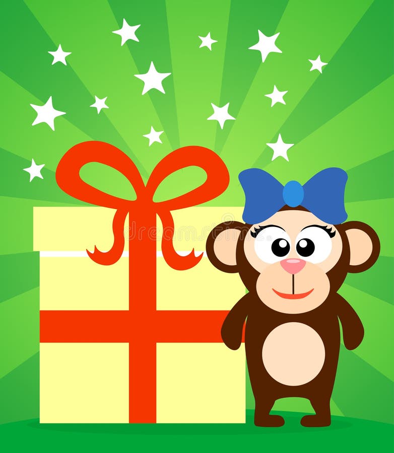 Holiday card with monkey stock vector. Illustration of beam - 39669301