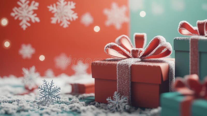 Holiday Cheer with Gift Boxes and Snowflakes Stock Illustration ...