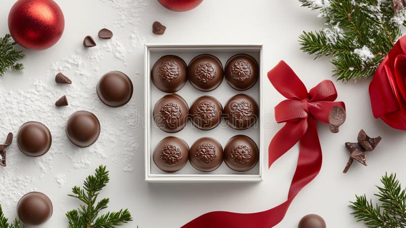 Holiday Chocolate Gift Box stock image. Image of variety - 355327661