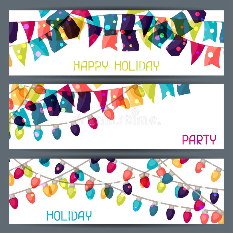 Holiday Colorful Horizontal Banners with Flags and Stock Vector ...