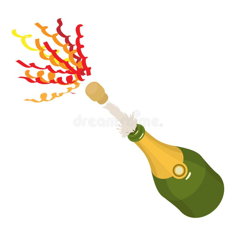 Holiday Concept Icon Isometric Vector. Open Bottle of Champagne with ...