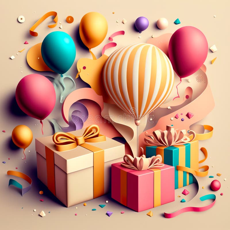 Holiday Decorative Boxes ,Happy Birthday. Festive Background Stock ...