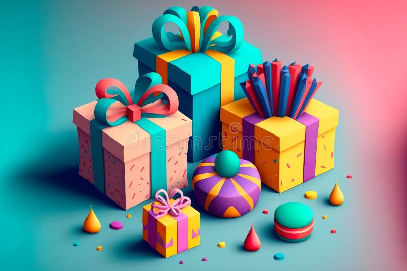 Holiday Decorative Boxes ,Happy Birthday. Festive Background Stock ...
