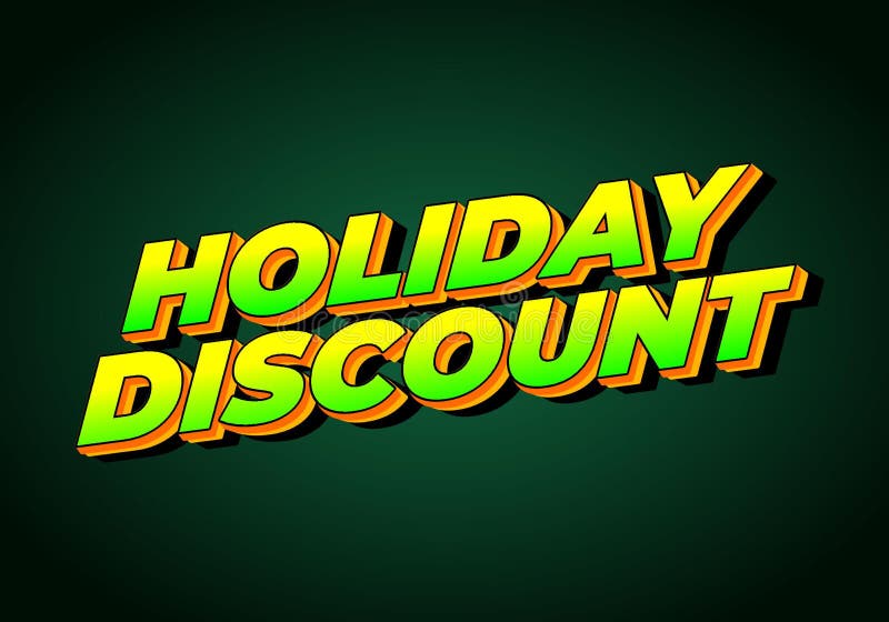 Holiday Discount. Text Effect in 3D Look with Eye Catching Colors Stock ...