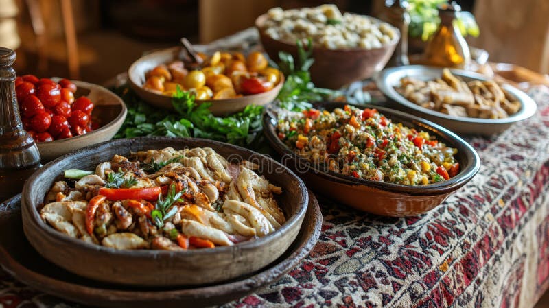 Holiday Feast with Festive Dishes from Various Cultures Around the ...