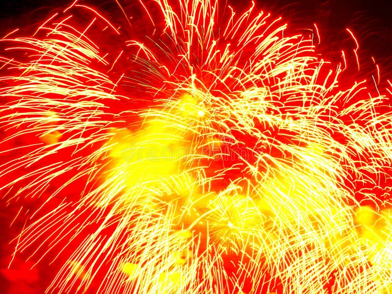 Holiday Firework, Red and Yellow Splashes Stock Photo - Image of event ...