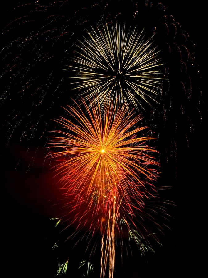 Holiday Fireworks with Sparks, Colored Smoke and Bright Nebula on Black ...