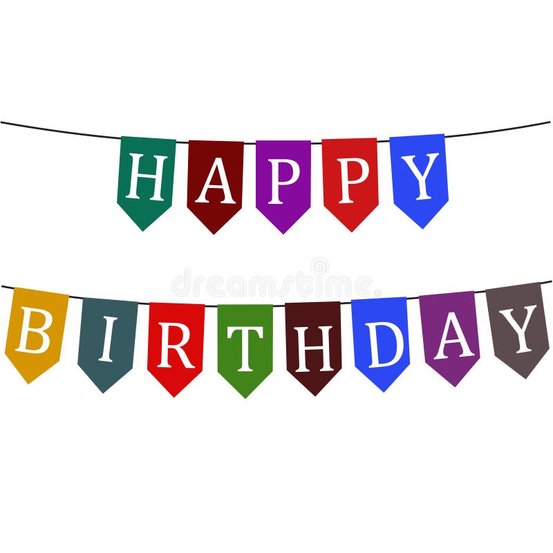 Holiday Flags. Happy Birthday Stock Illustration - Illustration of kids ...