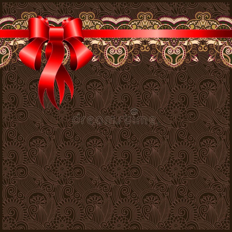 Holiday Floral Background with Red Ribbon Stock Vector - Illustration ...