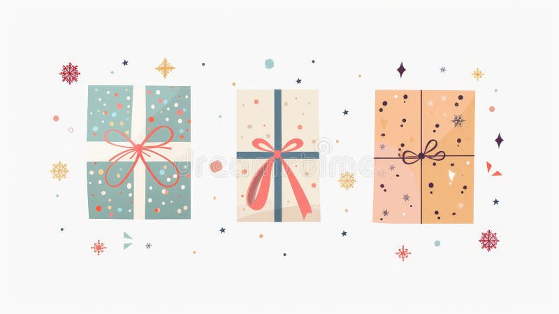 A Holiday Gift Box in Festive Wrapping with a String Bow. Paper ...